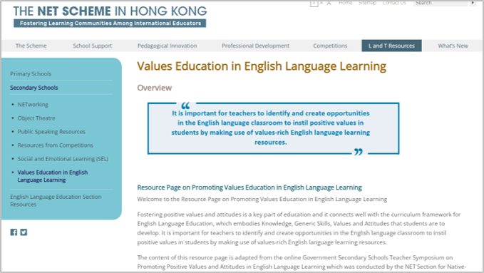 Promoting Values Education in the English Language Curriculum ...
